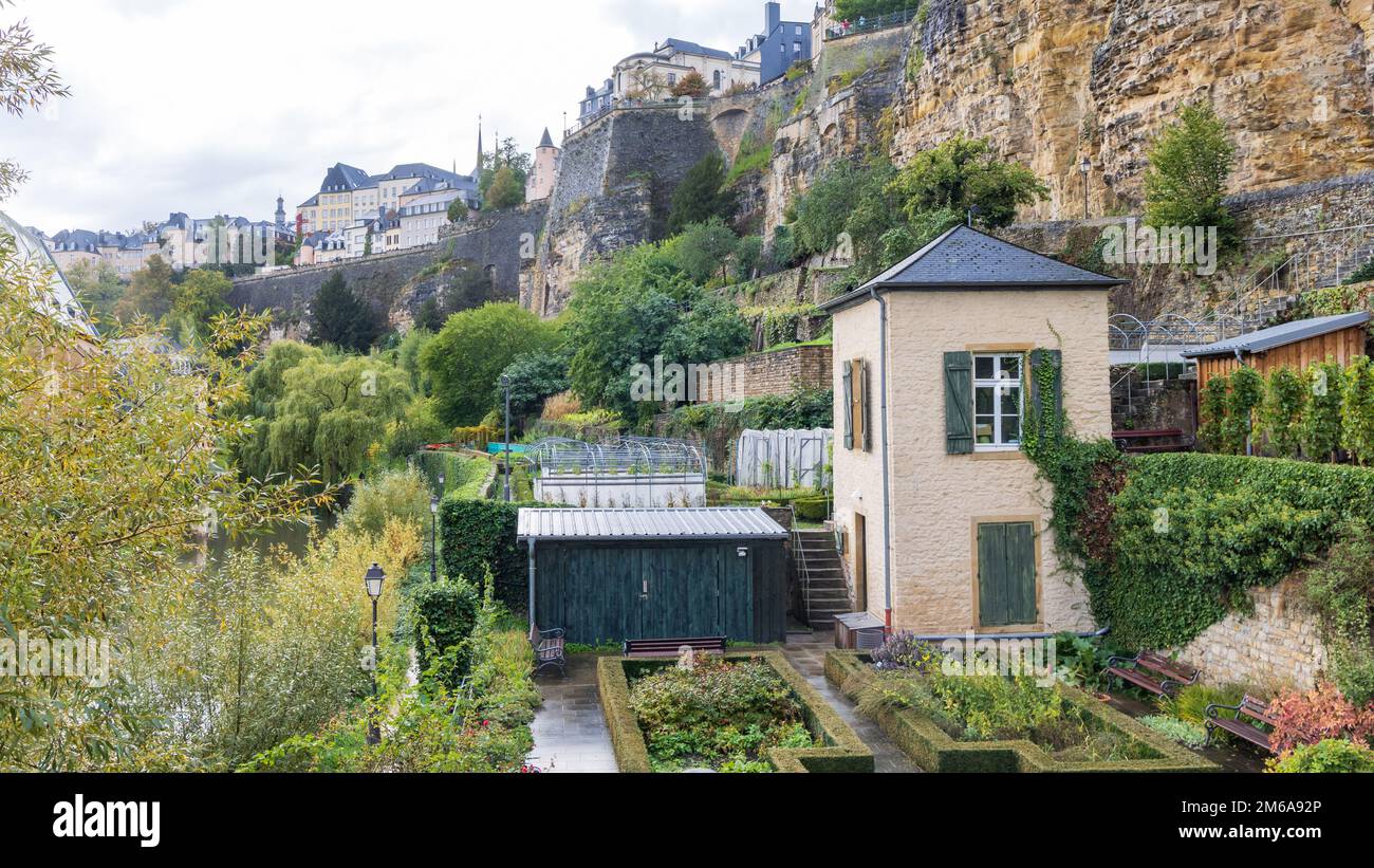 Luxembourg stadt, Luxembourg - October 1, 2022: Urban garden at grounds ...
