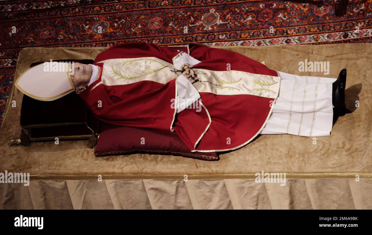 January 3, 2023 - The body of Pope Emeritus Benedict XVI lays in state ...
