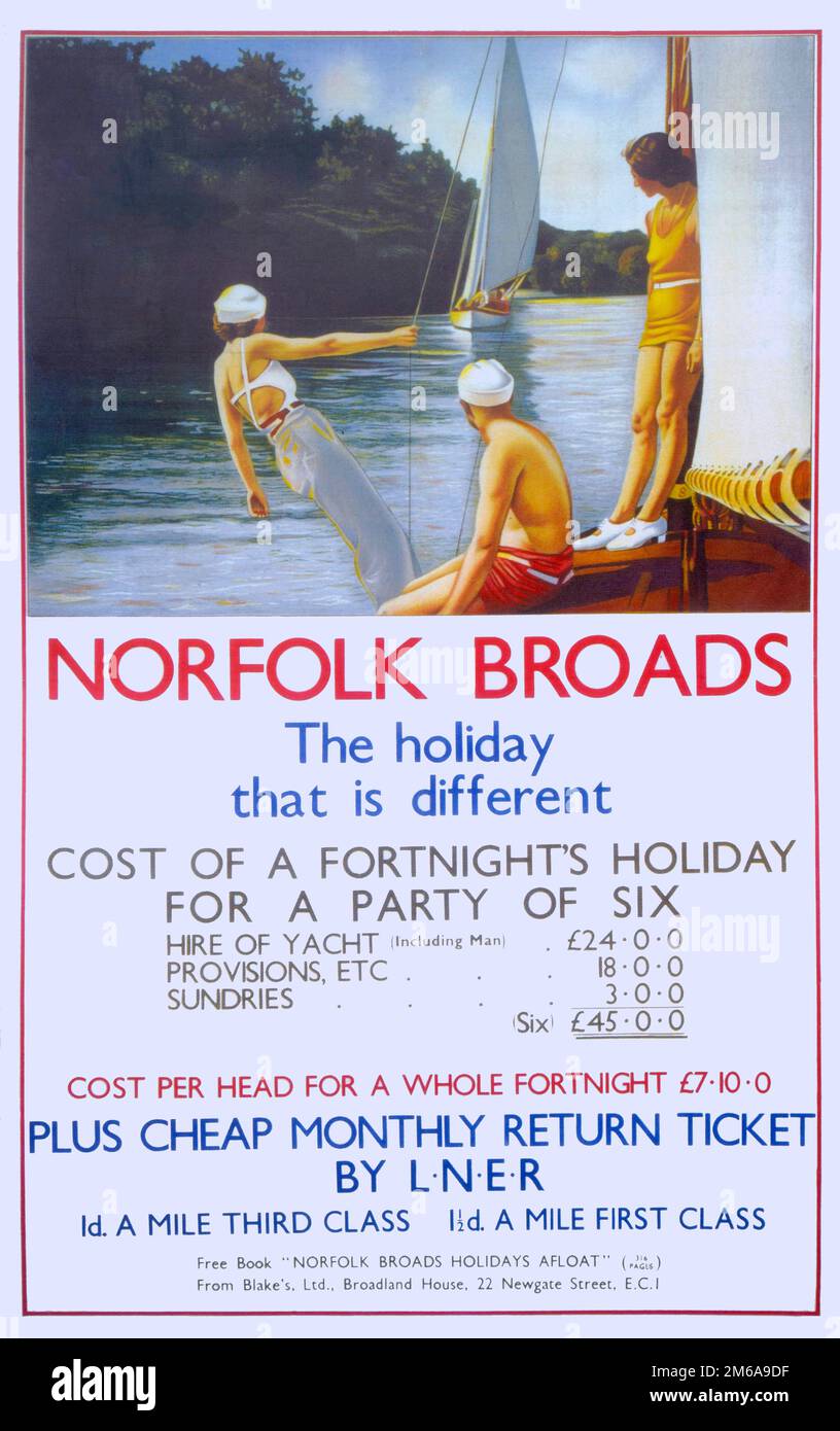 Vintage LNER railway travel poster advertising holiday travel to the ...