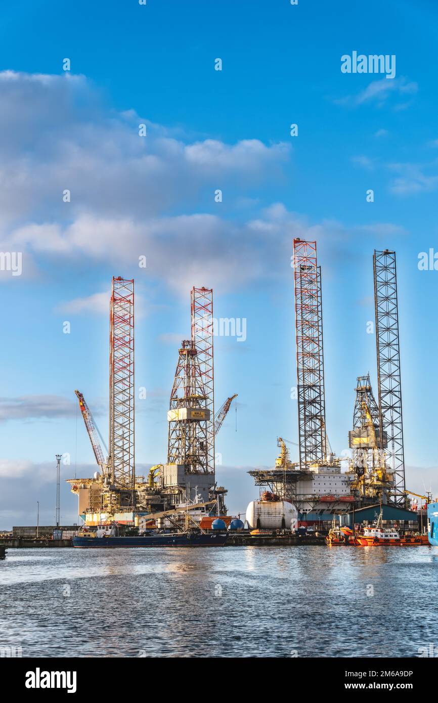 Oil rigs in Esbjerg harbor at the North Sea, Denmark Stock Photo - Alamy