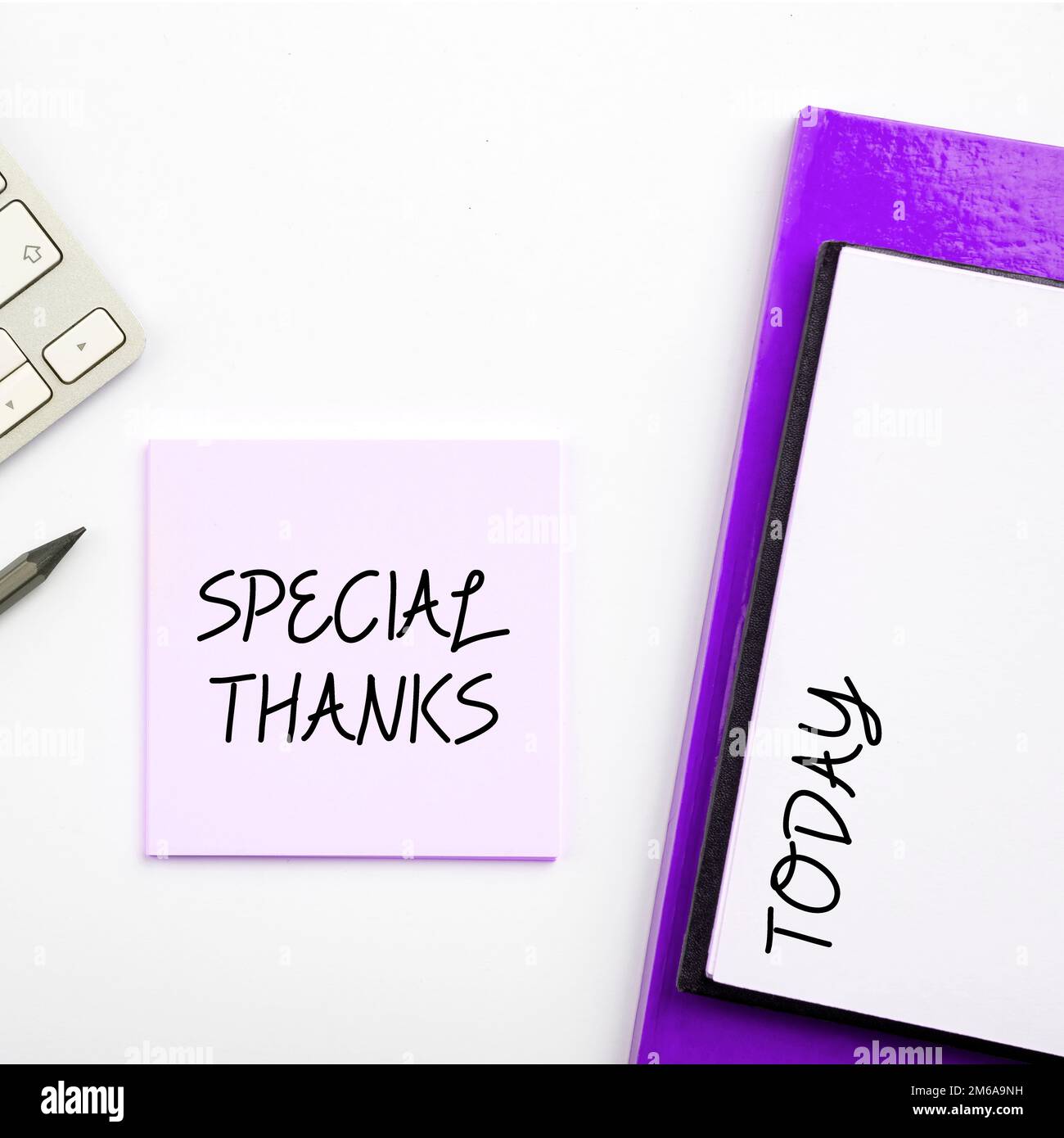 Text caption presenting Special Thanks. Concept meaning expression of ...