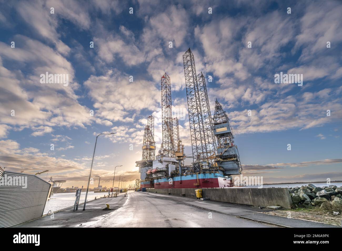 Oil rigs in Esbjerg harbor at the North Sea, Denmark Stock Photo - Alamy