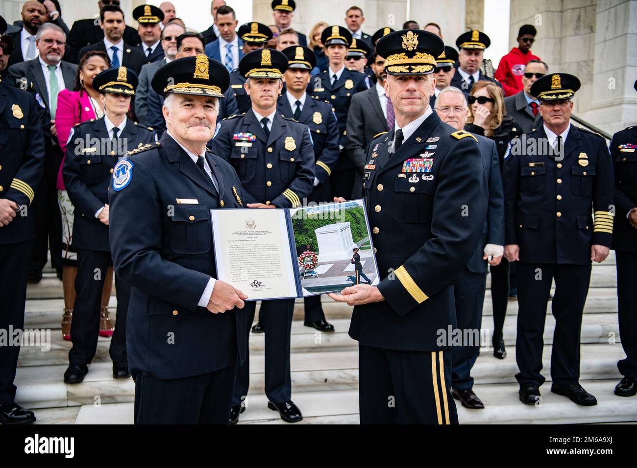 Thomas Manger (left), chief of police, U.S. Capitol Police, and Maj ...