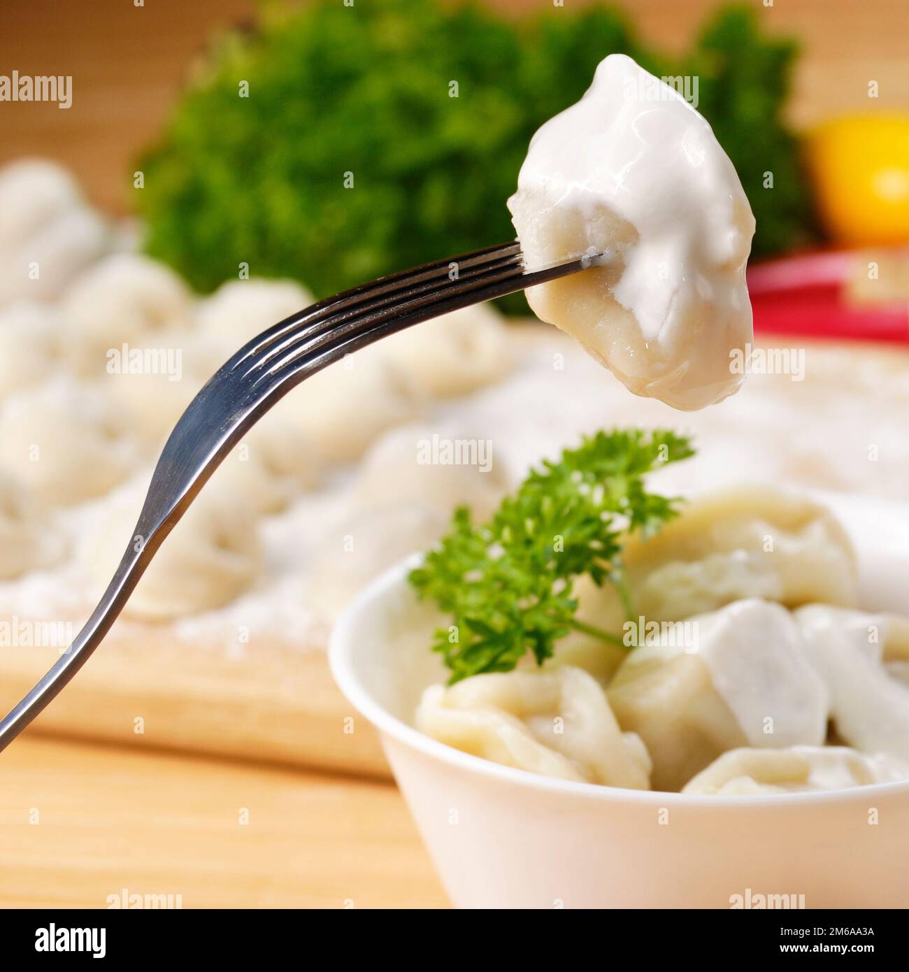 Fresh boiled meat dumplings Stock Photo - Alamy