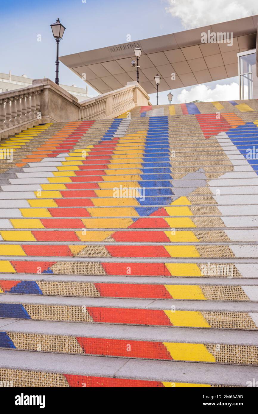 Multicolor staircase leading to the albertina muse Stock Photo - Alamy