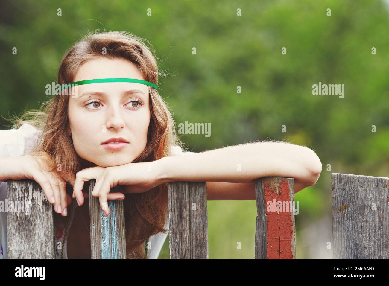 Beautiful girl with ribbons Stock Photo - Alamy
