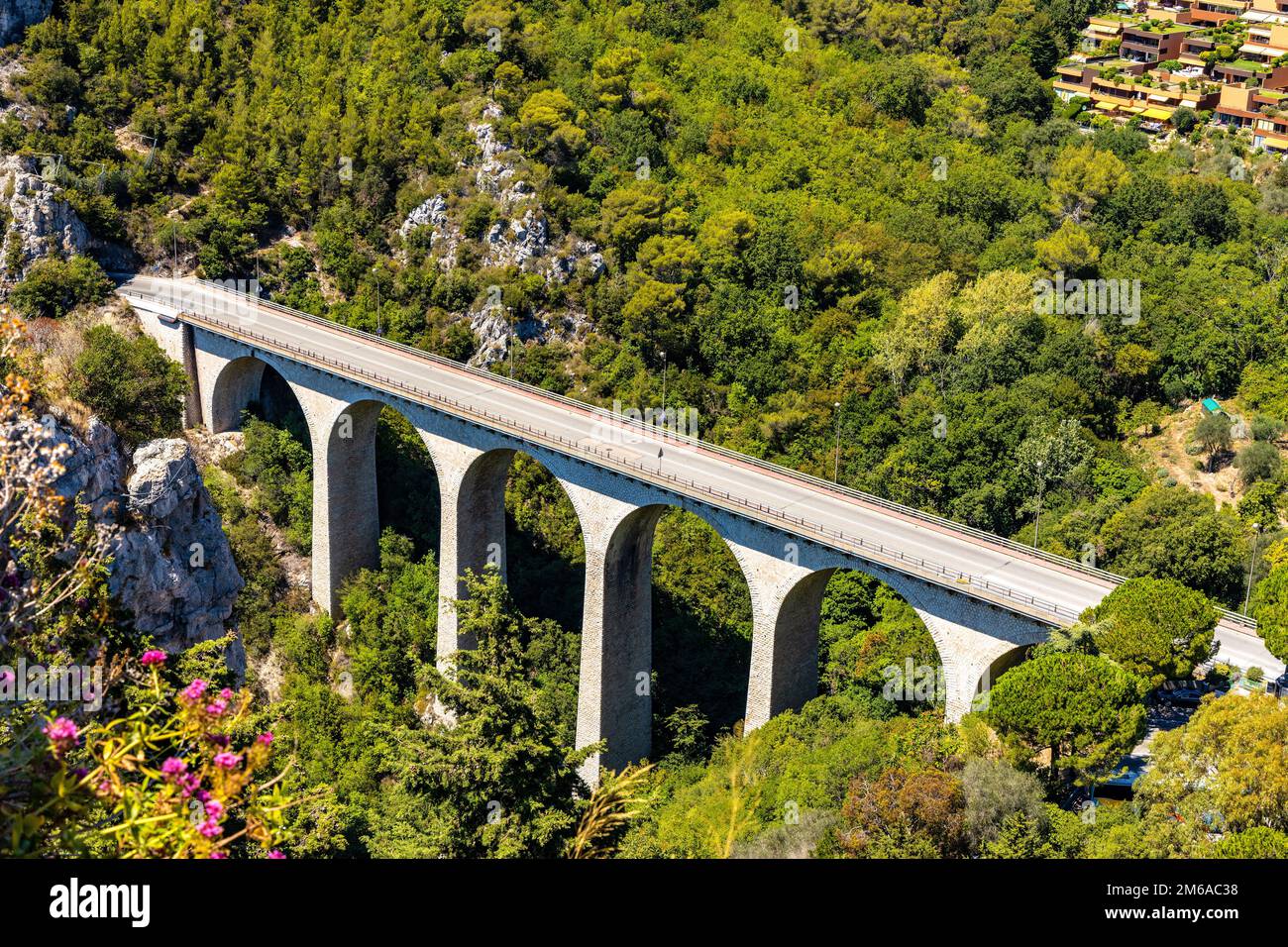 Eze, France - August 1, 2022: White Arc Bridge, Viaduct of Eze or Devil ...