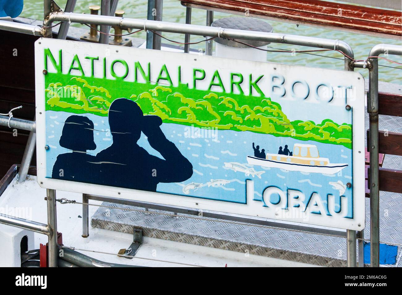 Sign, national park lobau, moorings, danube canal Stock Photo - Alamy