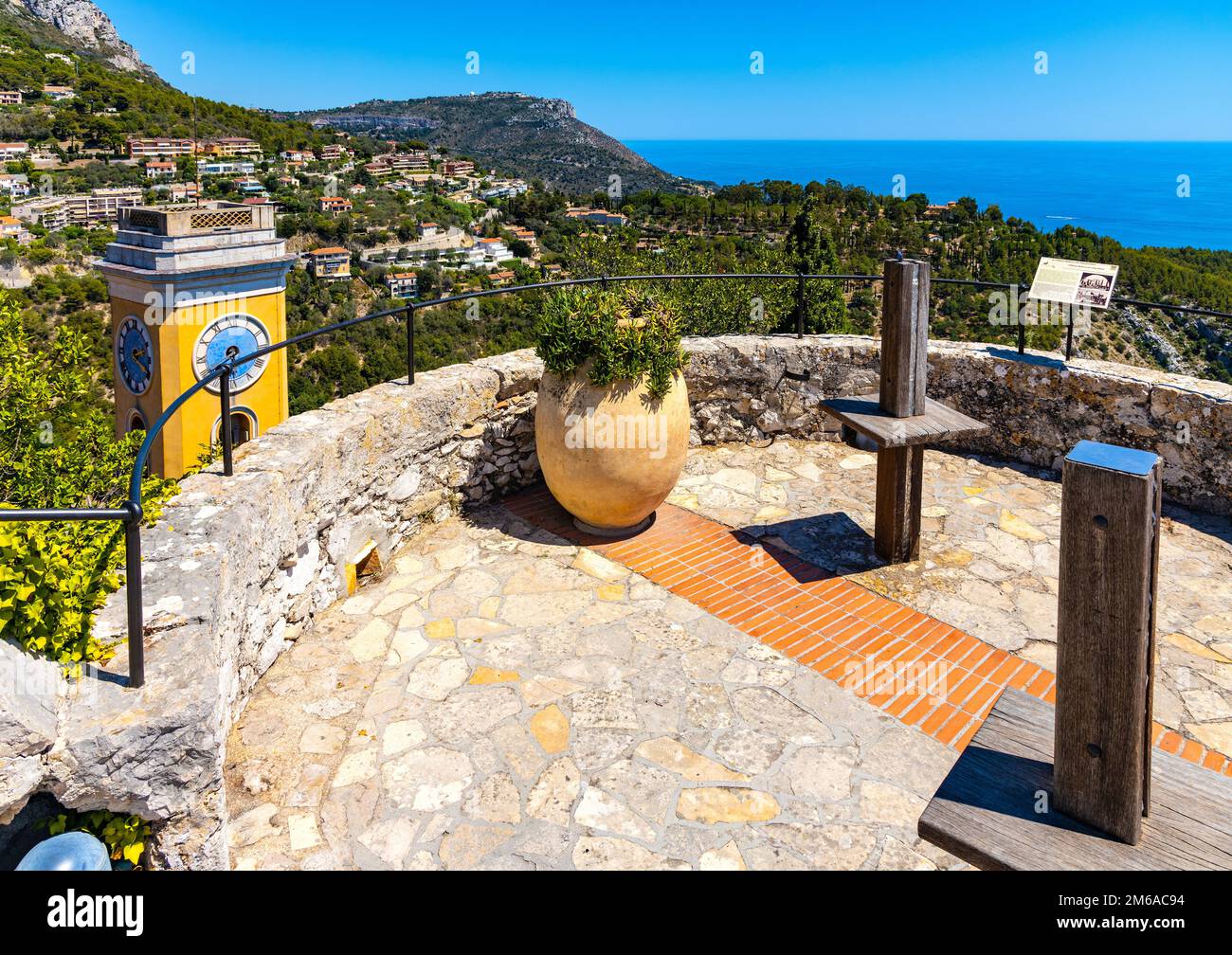 Eze, France - August 1, 2022: Ruins of medieval fortress castle in ...