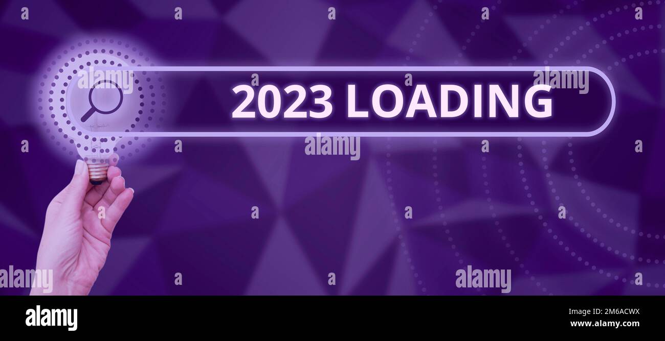 Sign displaying 2023 Loading. Business showcase Advertising the ...