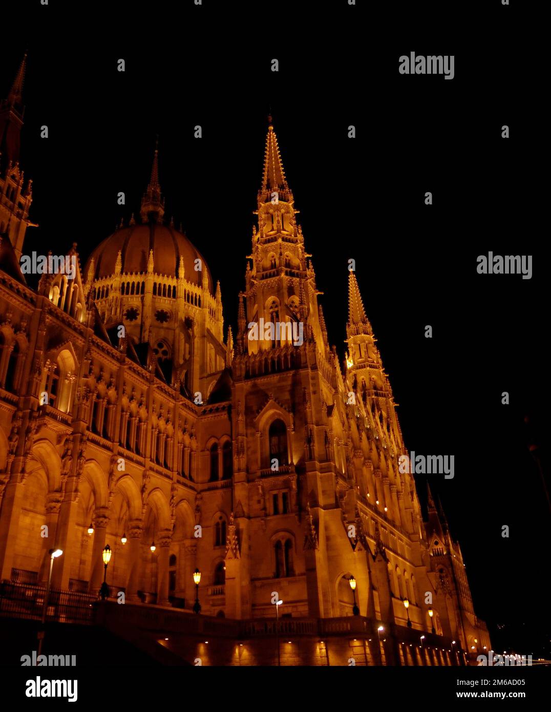 Budapest Parliament building in Hungary at twilight detail Stock Photo ...