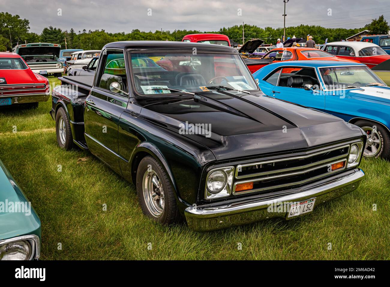 Iola, WI - July 07, 2022: High perspective front corner view of a 1967 ...