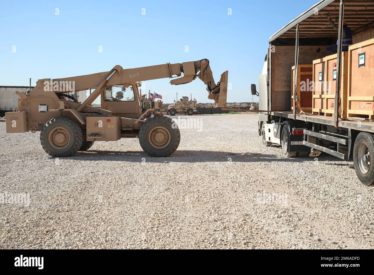 Equipment awaits transportation in a container as part of a routine ...
