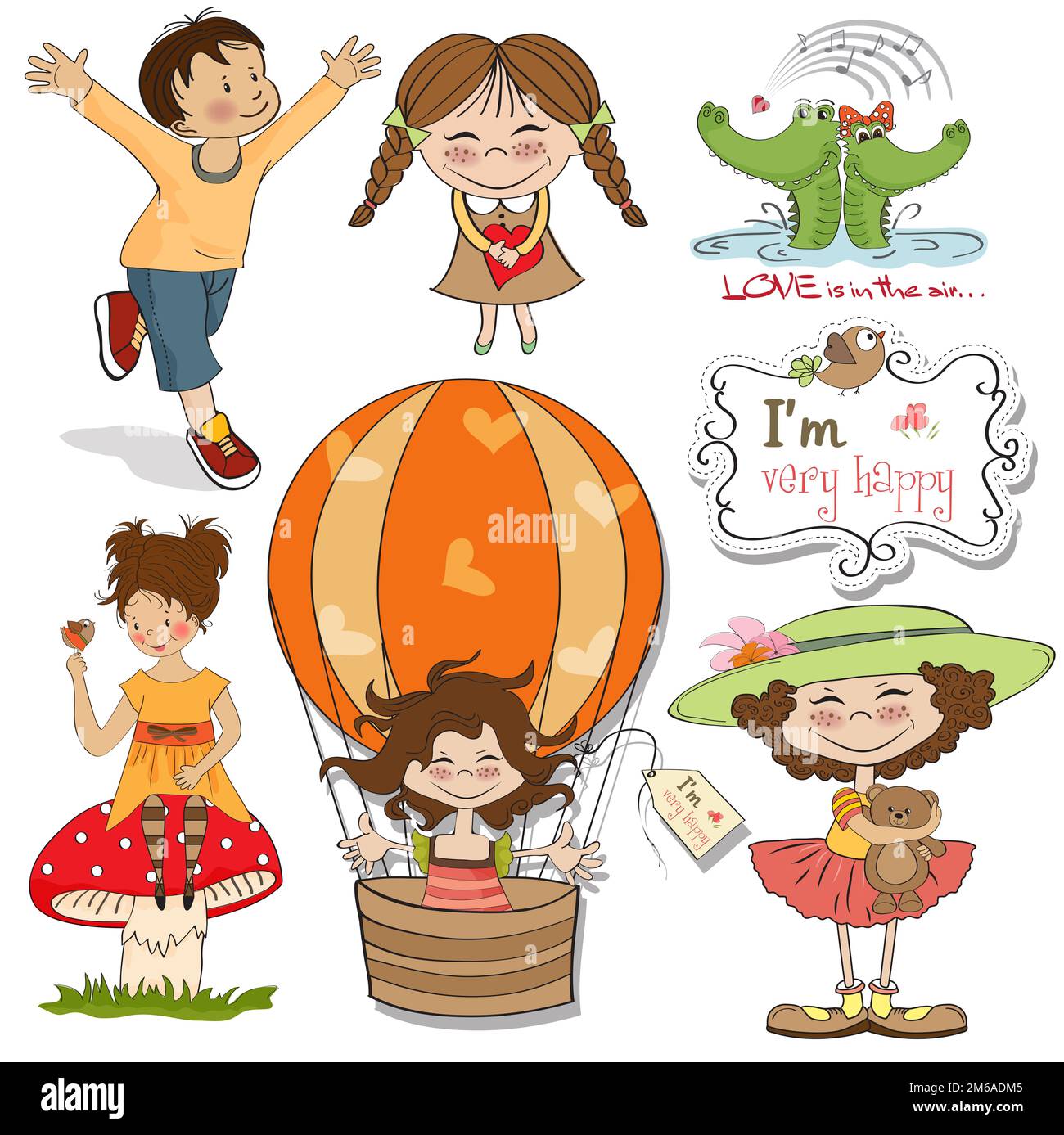 Very happy people, items set in vector format isolate on white ...