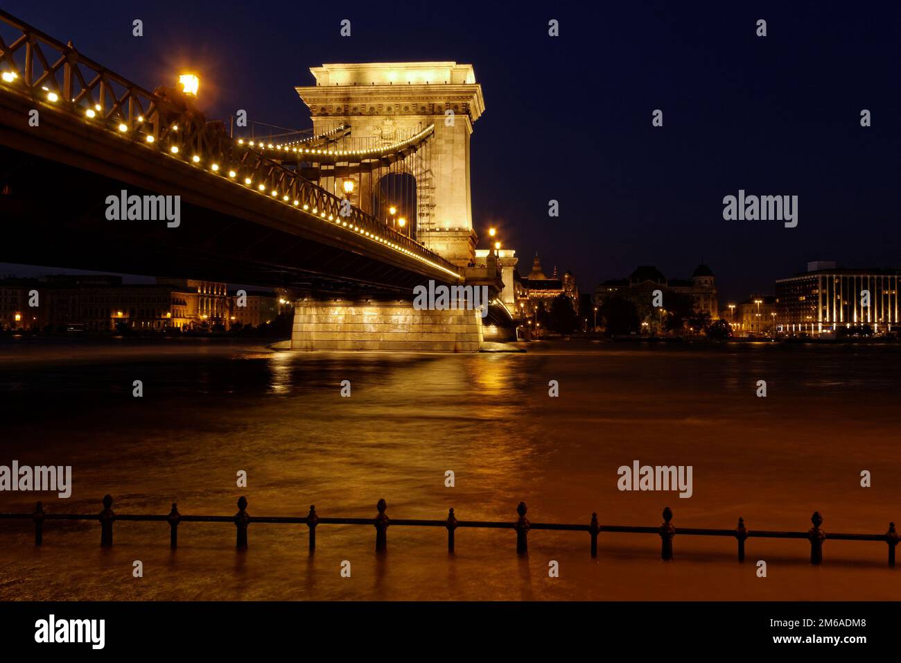 Night image with traffic of the hungarian chain Bridge extremly high ...