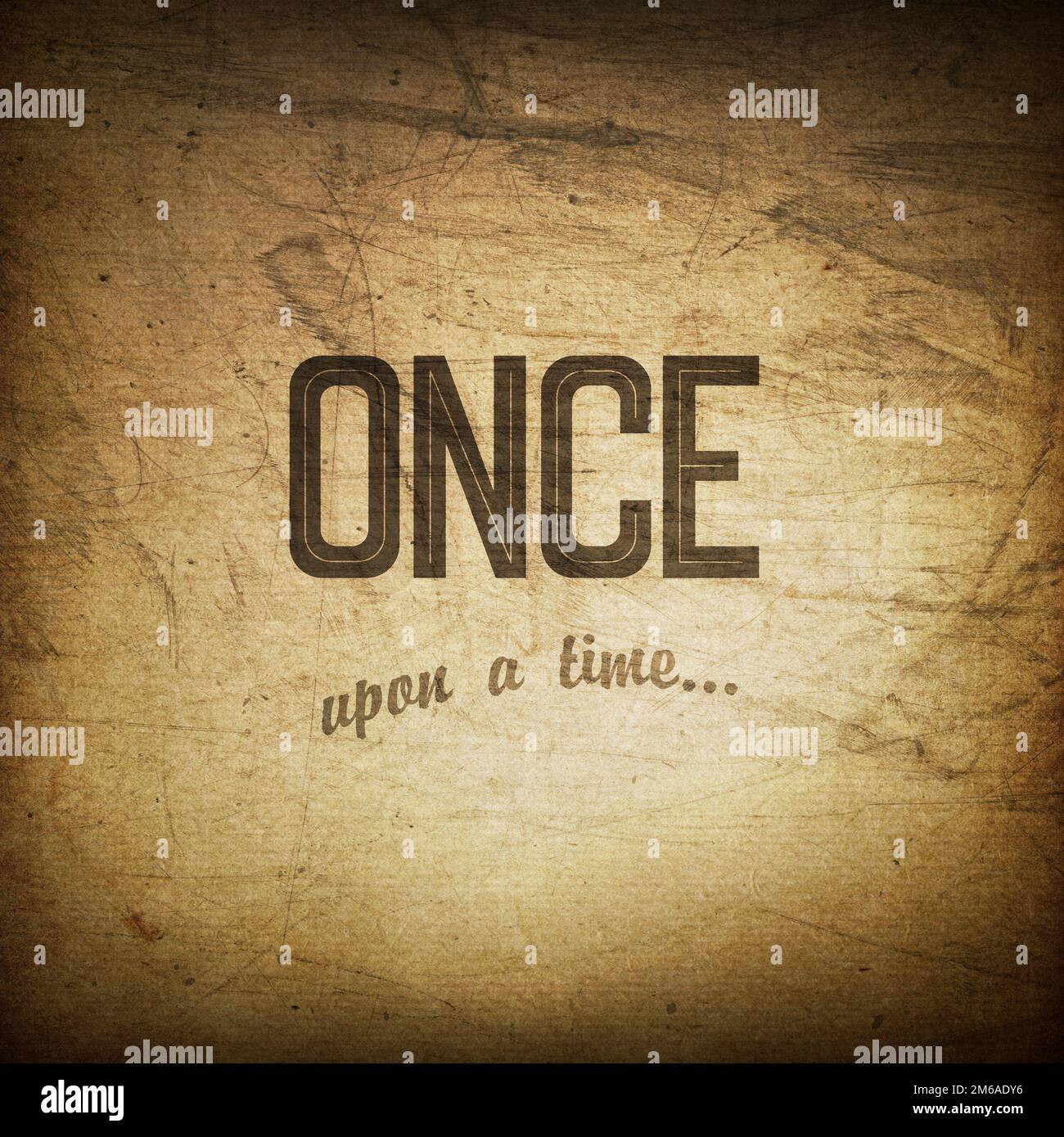 Old cinema phrase (once upon a time), grunge background Stock Photo - Alamy