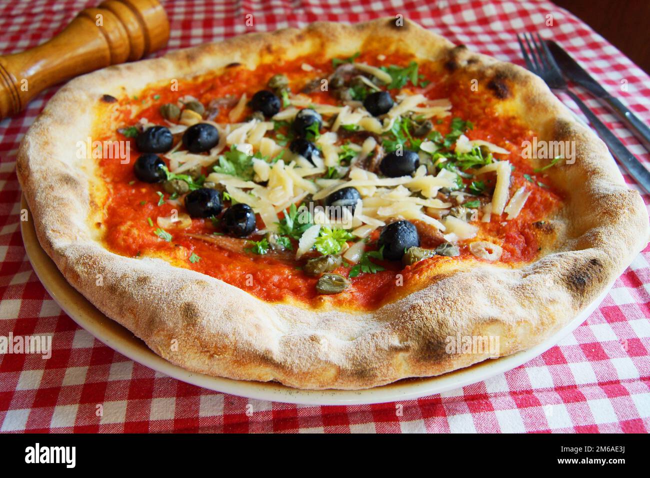Pizza with vegetables. Neapolitan pizza made with baked vegetables ...