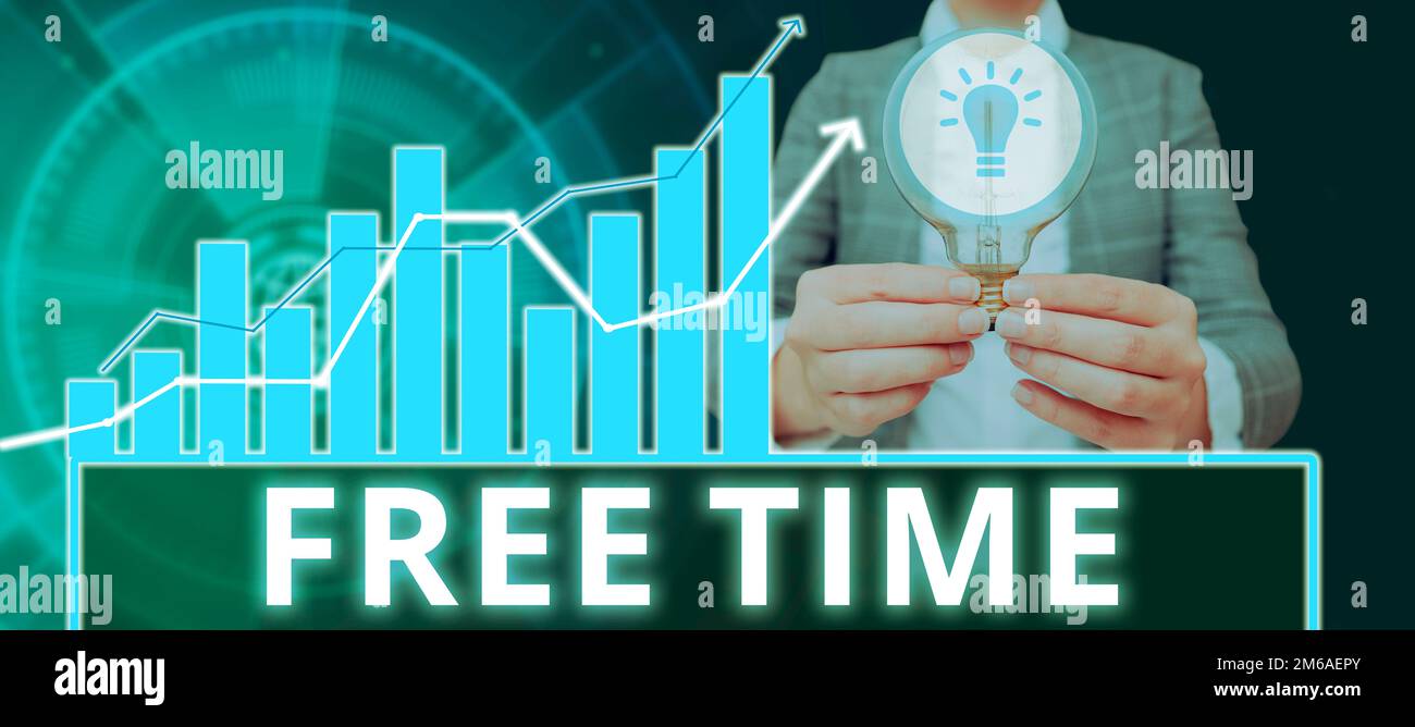 Conceptual caption Free Time. Word Written on time available for ...