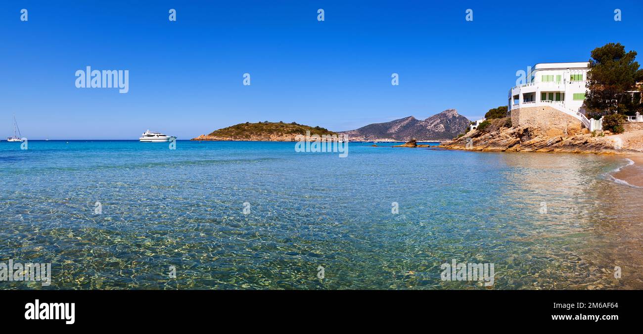 Pantaleu Island in Gemec Cove, San Telmo, Mallorca Stock Photo - Alamy