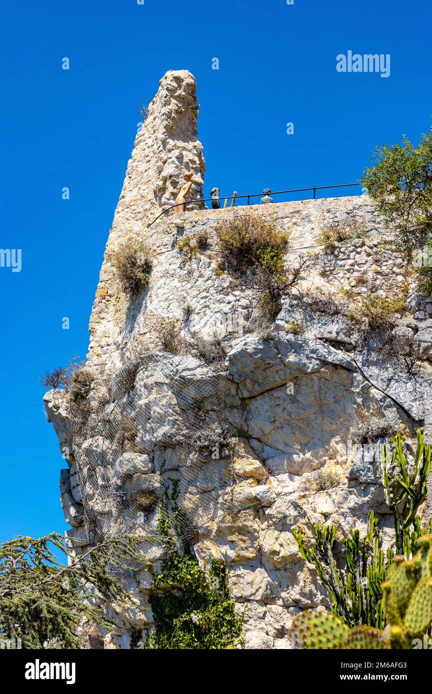 Eze, France - August 1, 2022: Ruins of medieval fortress castle in ...