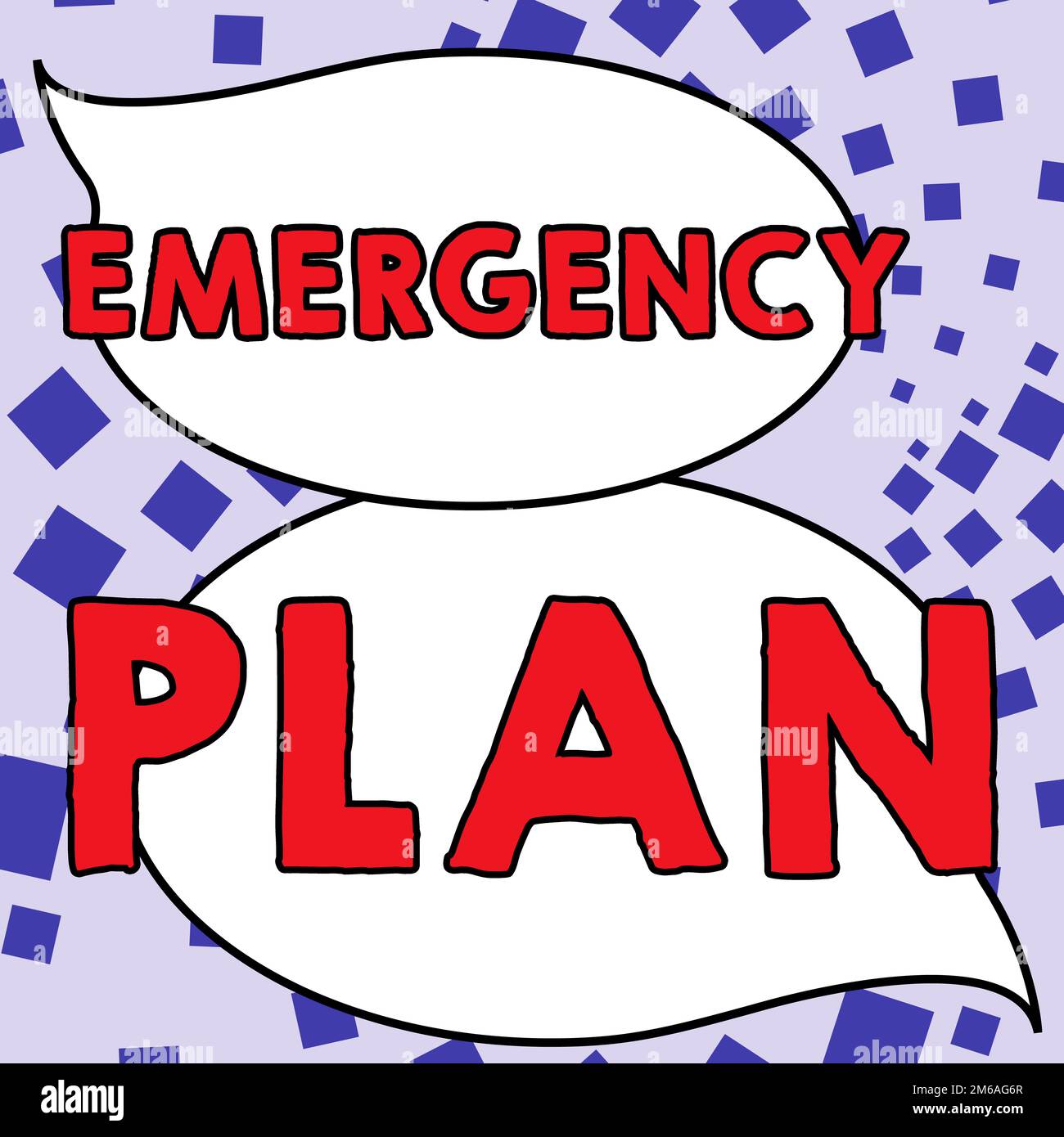 Sign displaying Emergency Plan. Business overview Procedures for ...