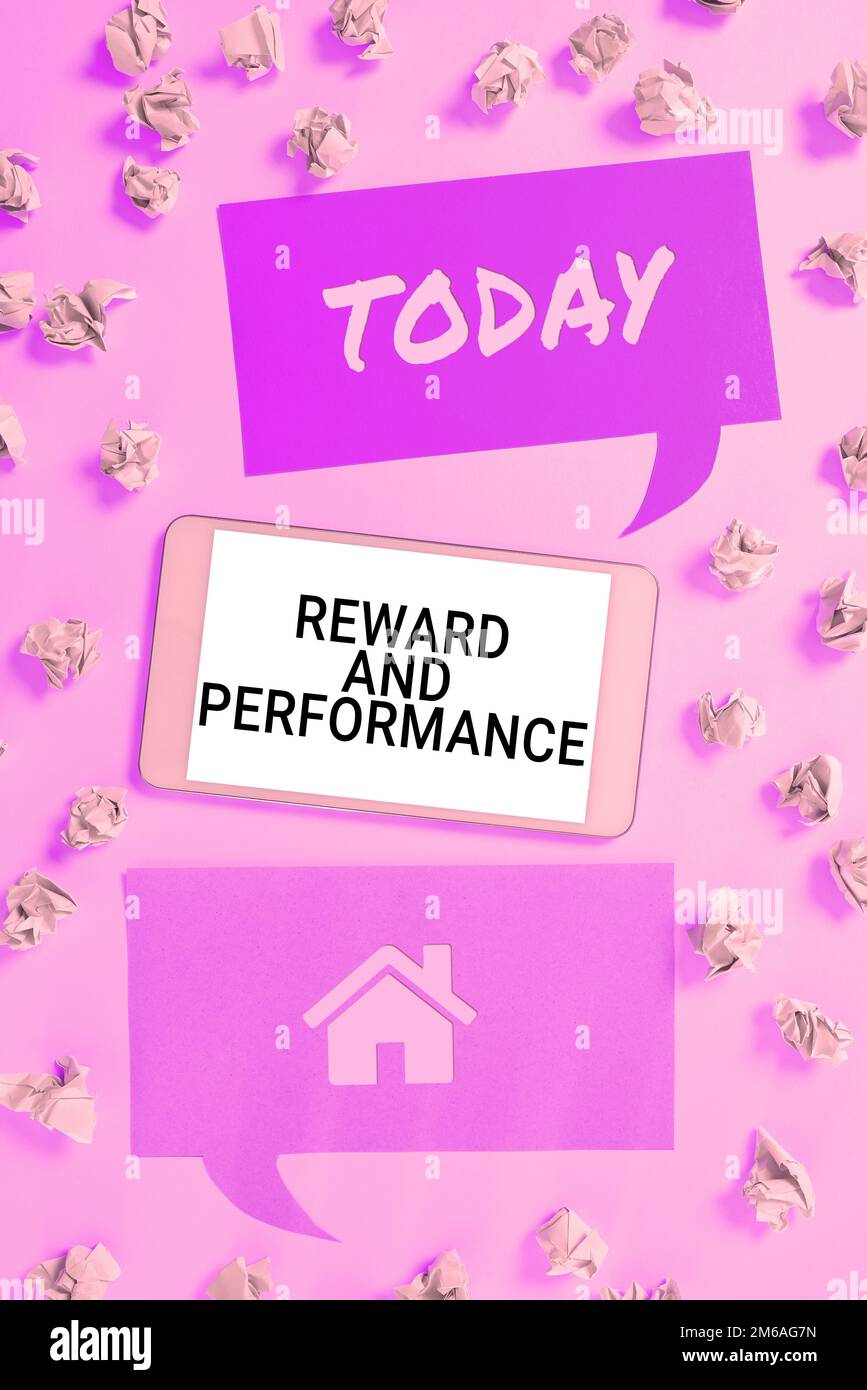 Text Sign Showing Reward And Performance Business Approach Given In Recognition Of Service