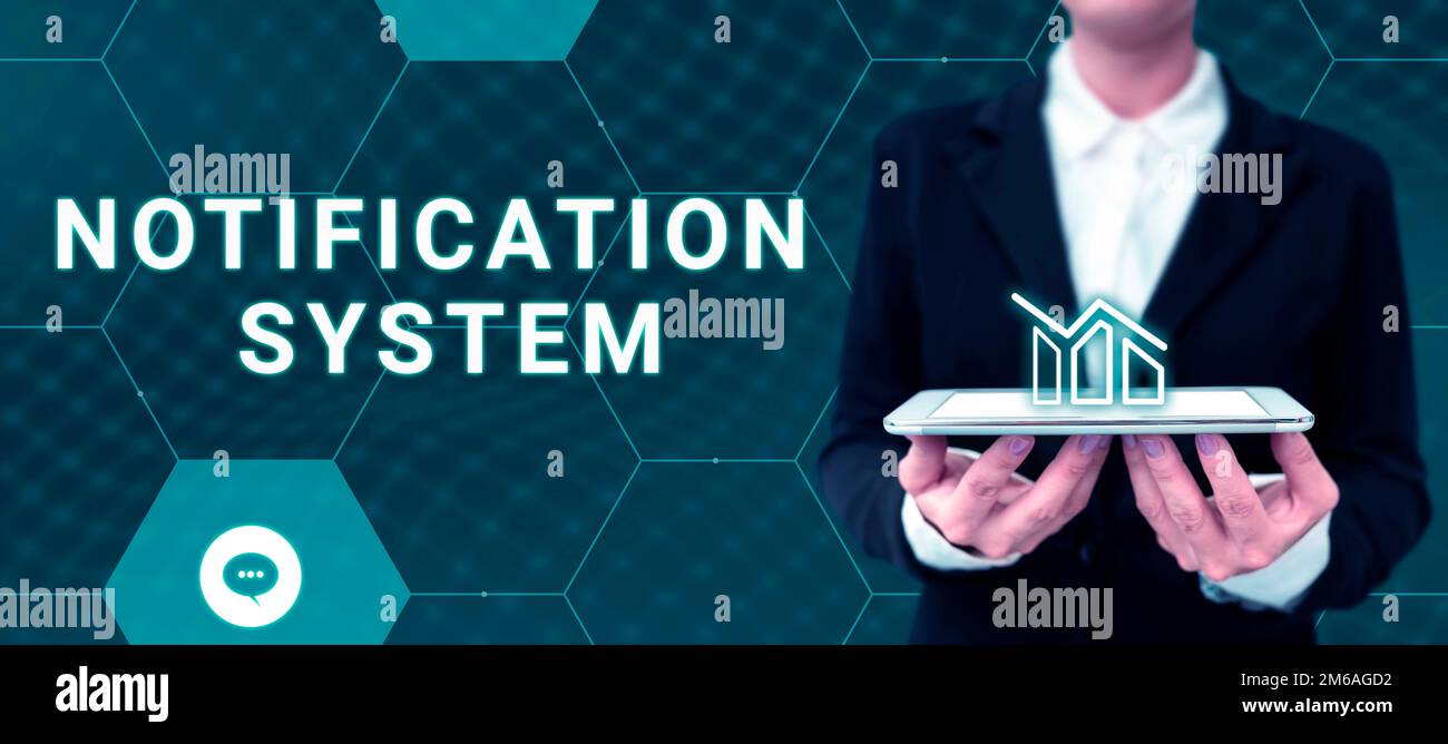 Hand writing sign Notification System. Business idea Do not forget to ...