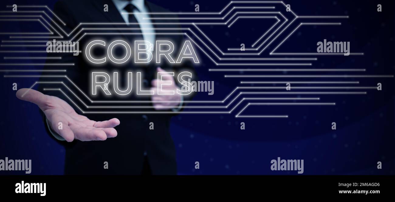 Conceptual caption Cobra Rules. Business concept gives workers who lose ...