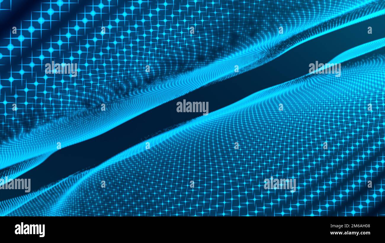 Digital dynamic wave of dots. Network connection structure. Digital ...