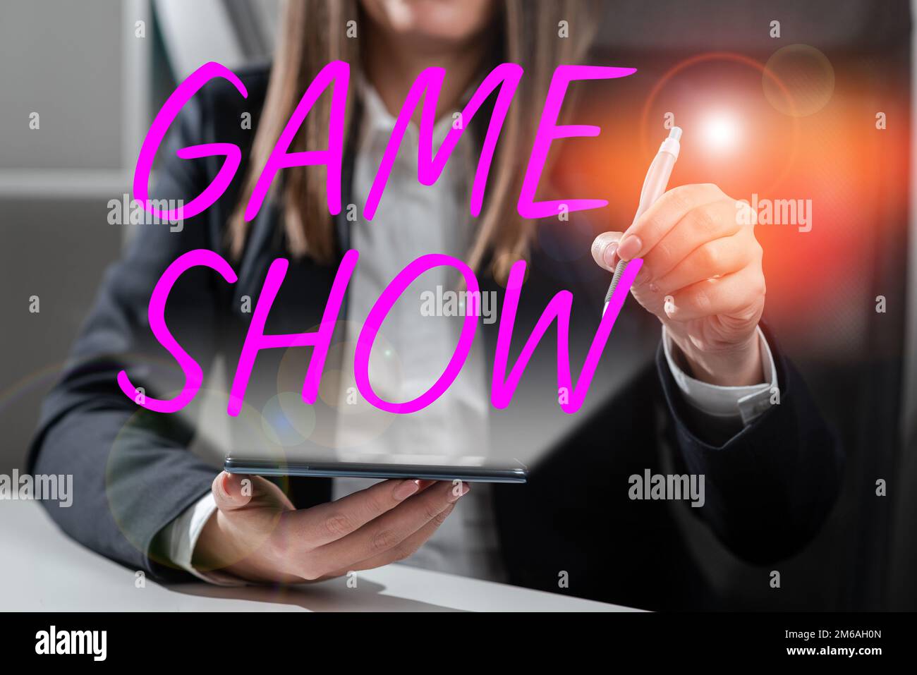 Hand writing sign Game Show. Business idea Program in television or ...