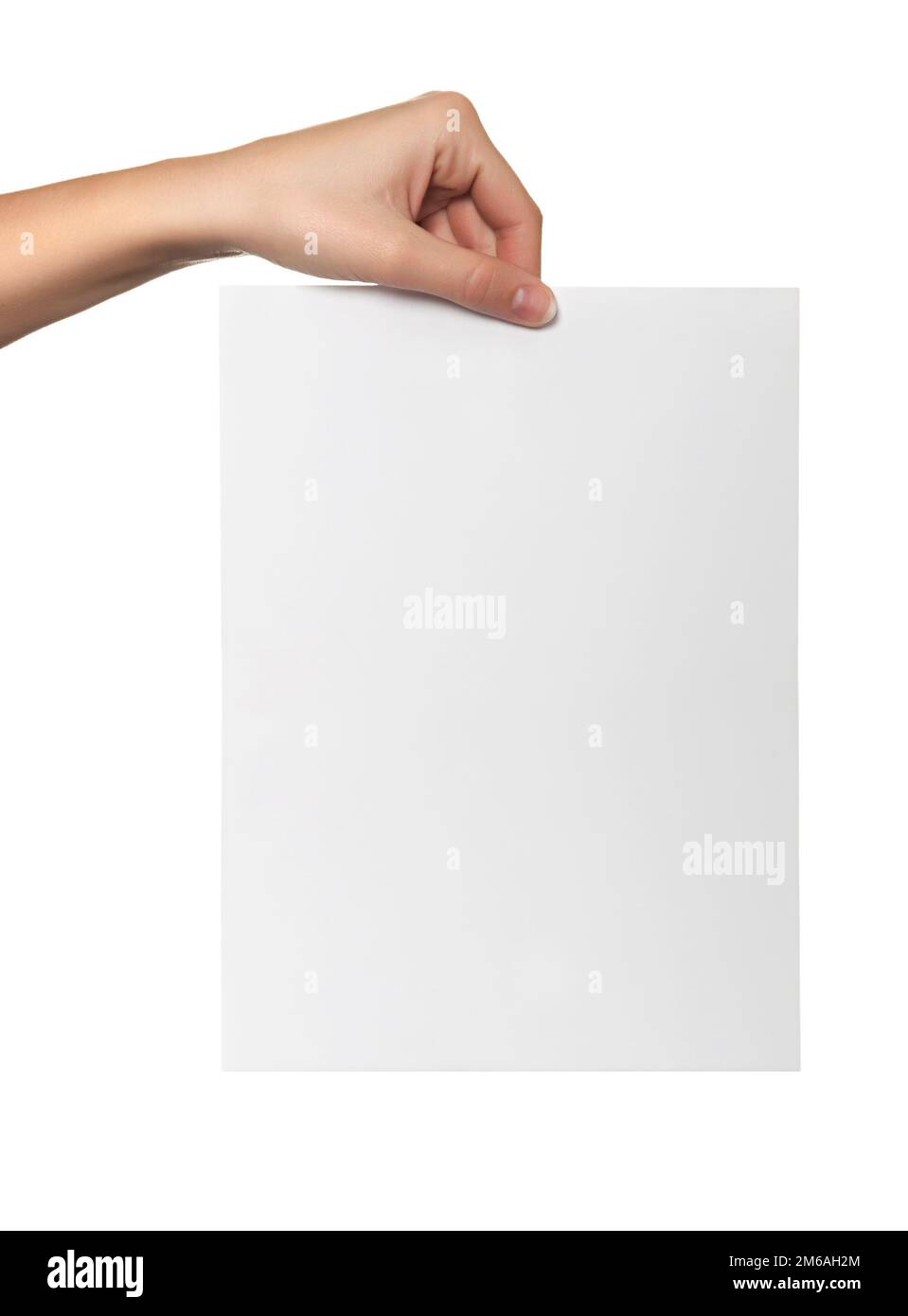 Female hand hold white paper Stock Photo - Alamy