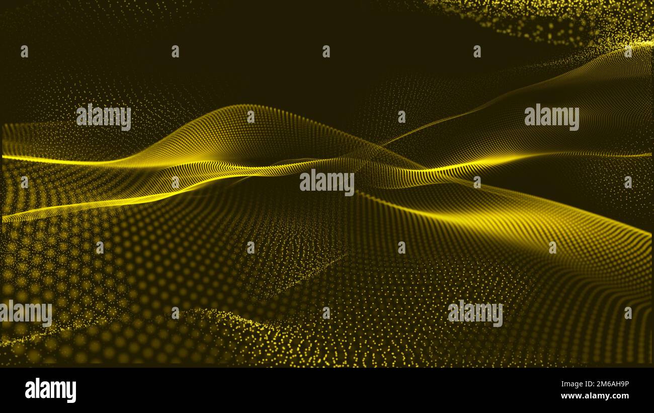 Yellow color wave. Futuristic point wave. digital communication ...
