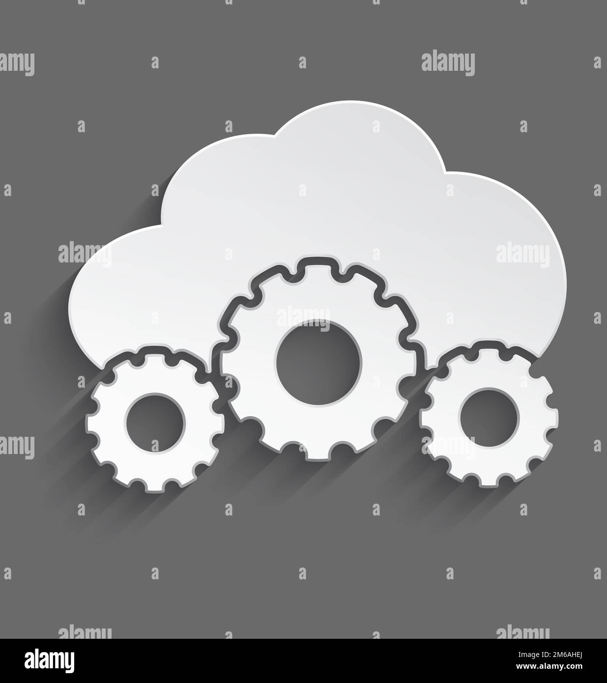 White cloud with cogs 3d Stock Photo - Alamy