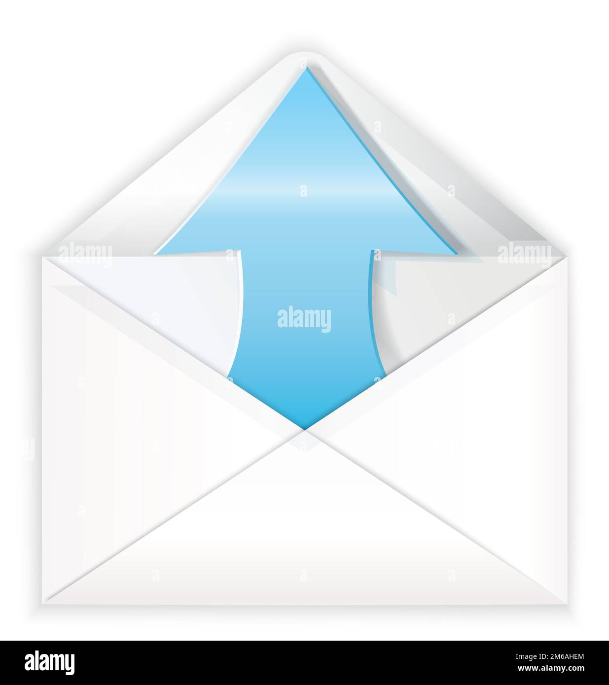 White envelope blue arrow out Stock Photo - Alamy
