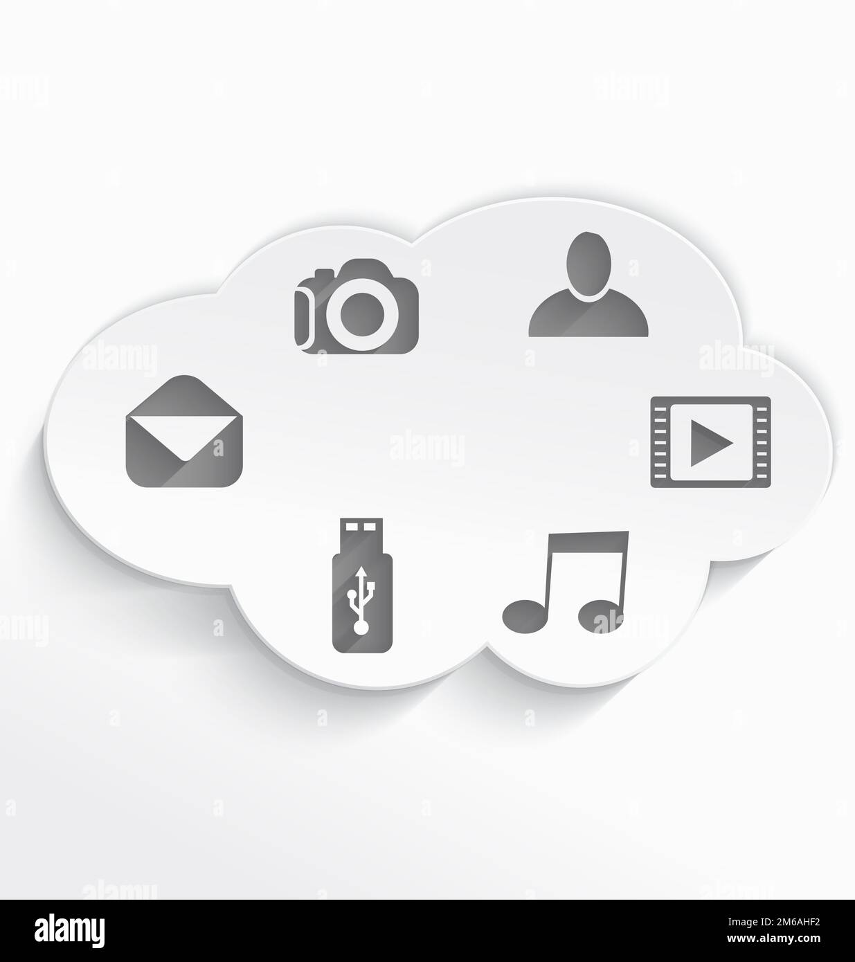 White cloud computing symbols cut Stock Photo - Alamy