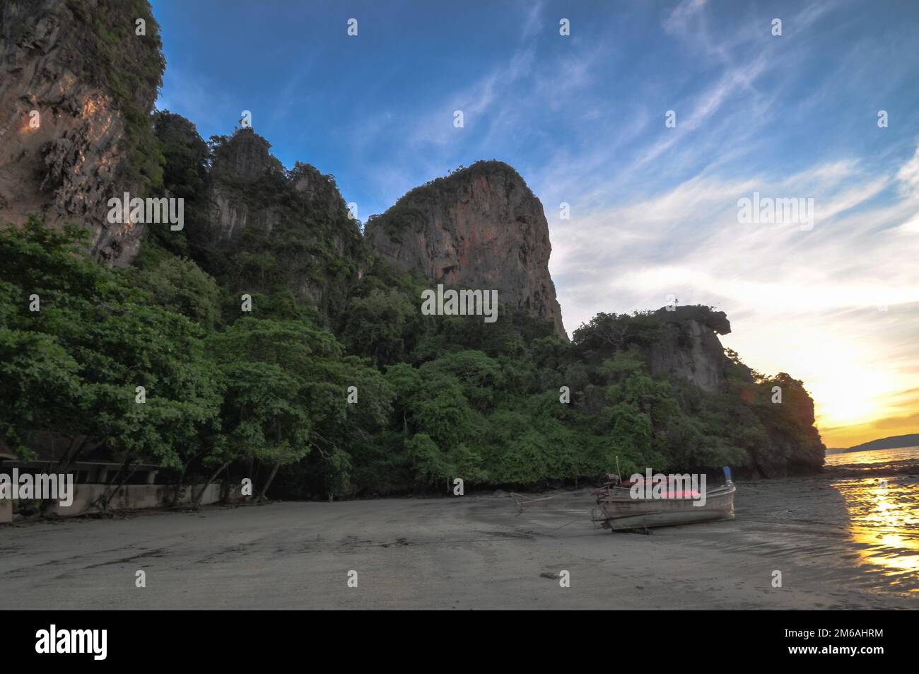 Sunset panorama on railay beach Krabi Stock Photo - Alamy
