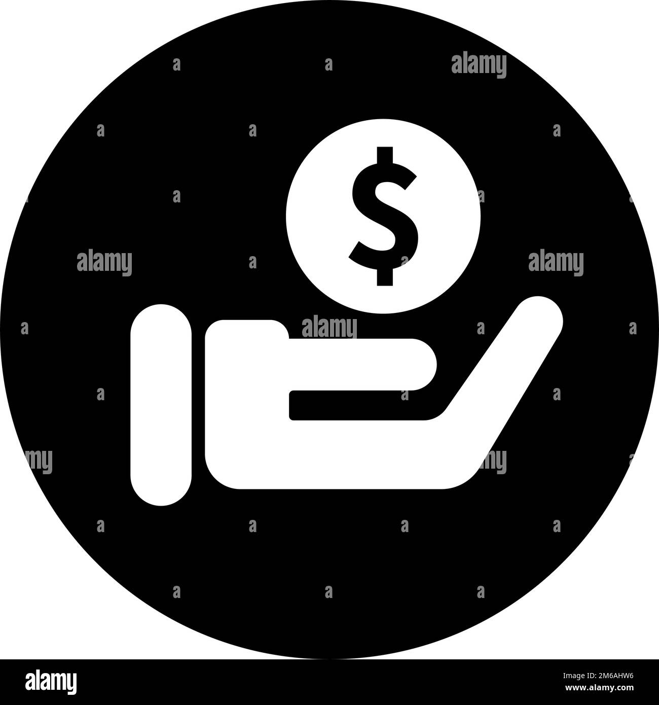 Round money and hand icon. Investment and saving icon. Editable vector ...