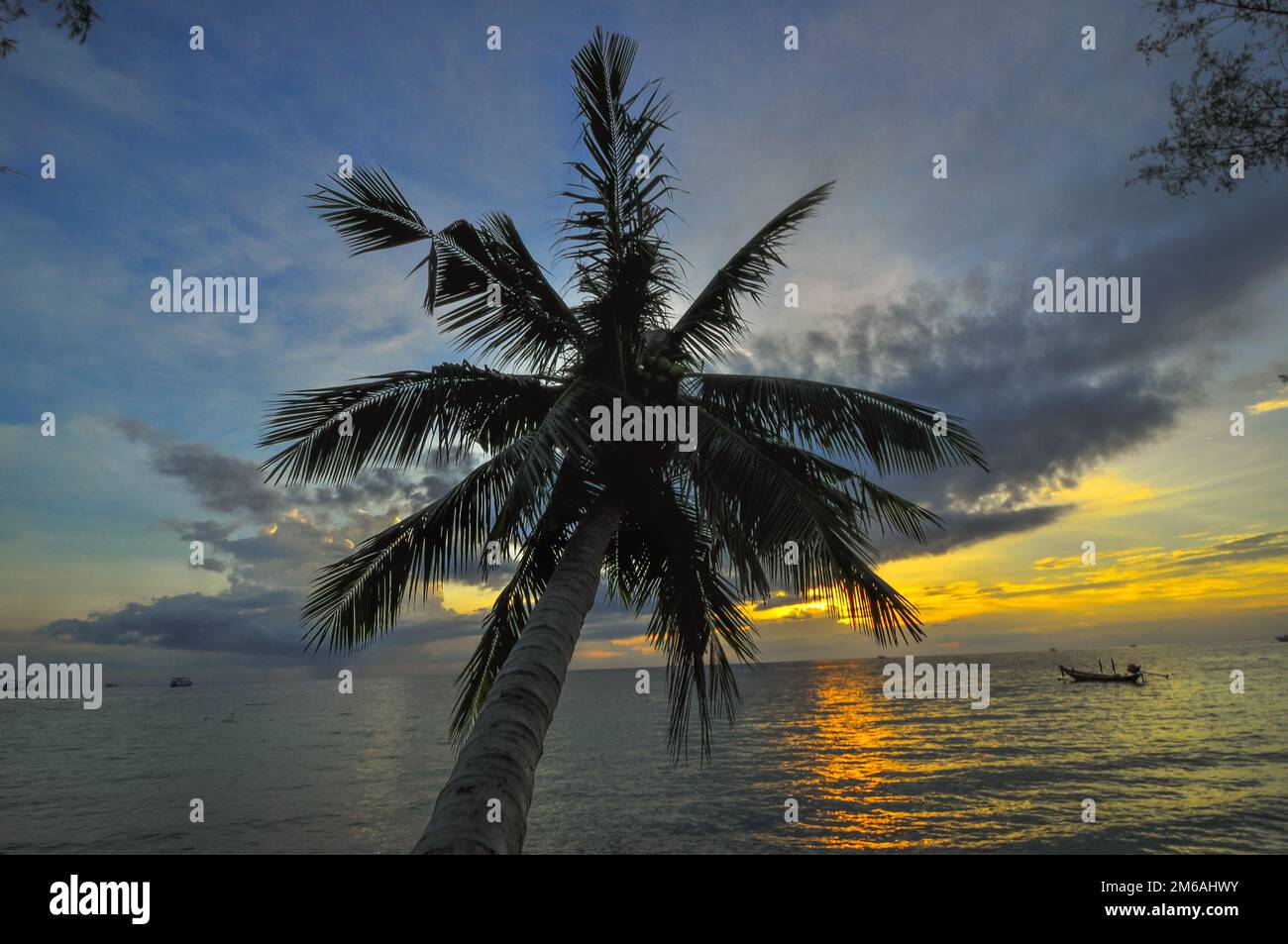 Sunset on tropical beach. Siam bay. Province Trat. Koh Chang island ...