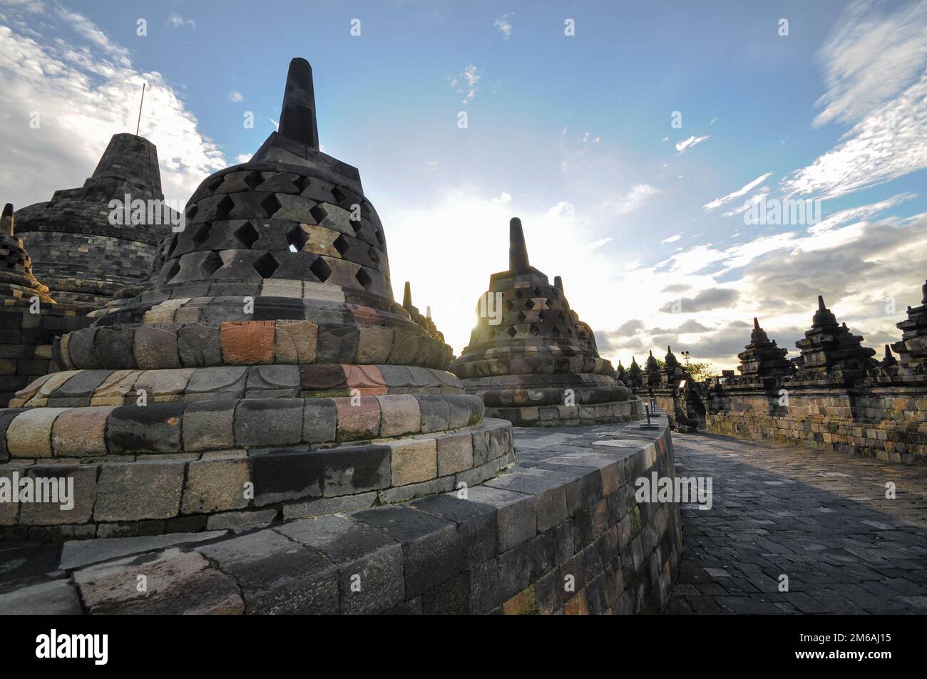 Buddist temple Borobudur heritage complex in Yogjakarta in Java Stock ...