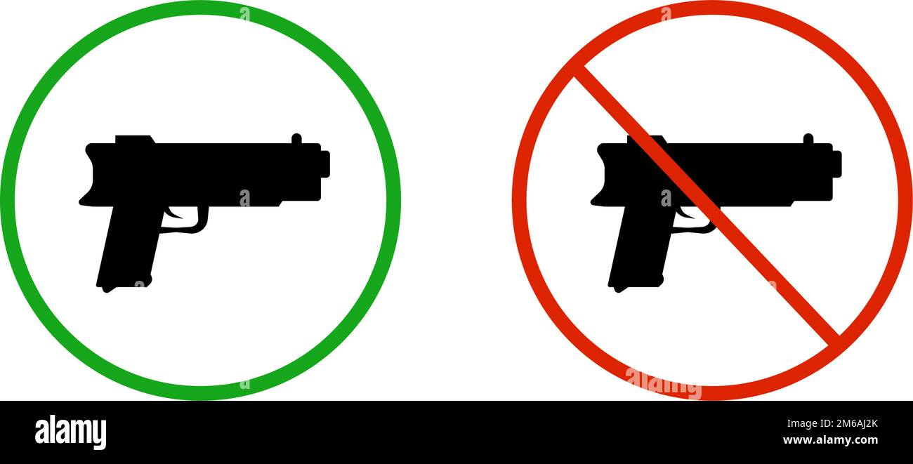 Gun permit and gun prohibition icon set. Pistol and gun control ...