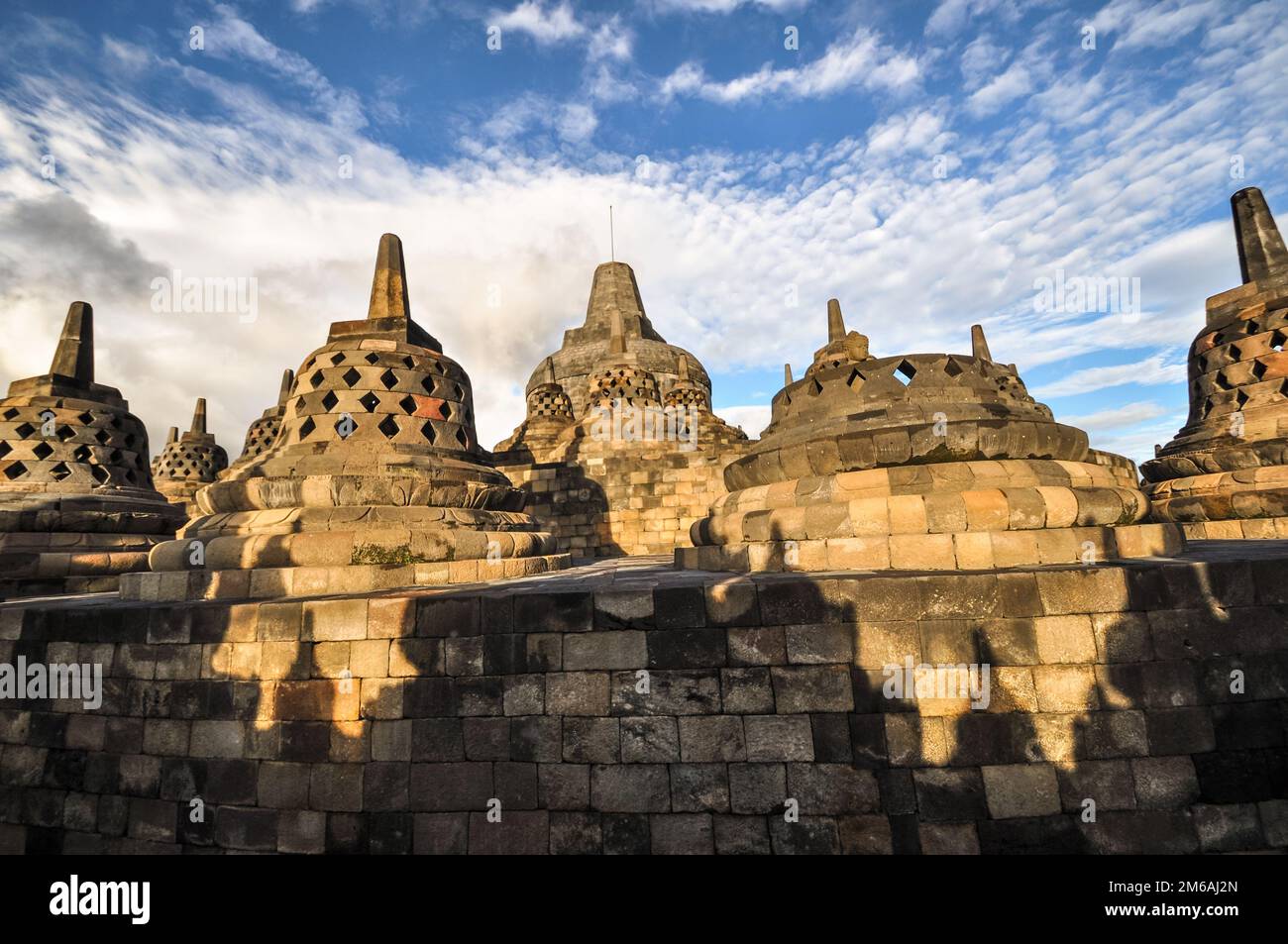 Buddist temple Borobudur Stupa complex in Yogjakarta in Java Stock ...
