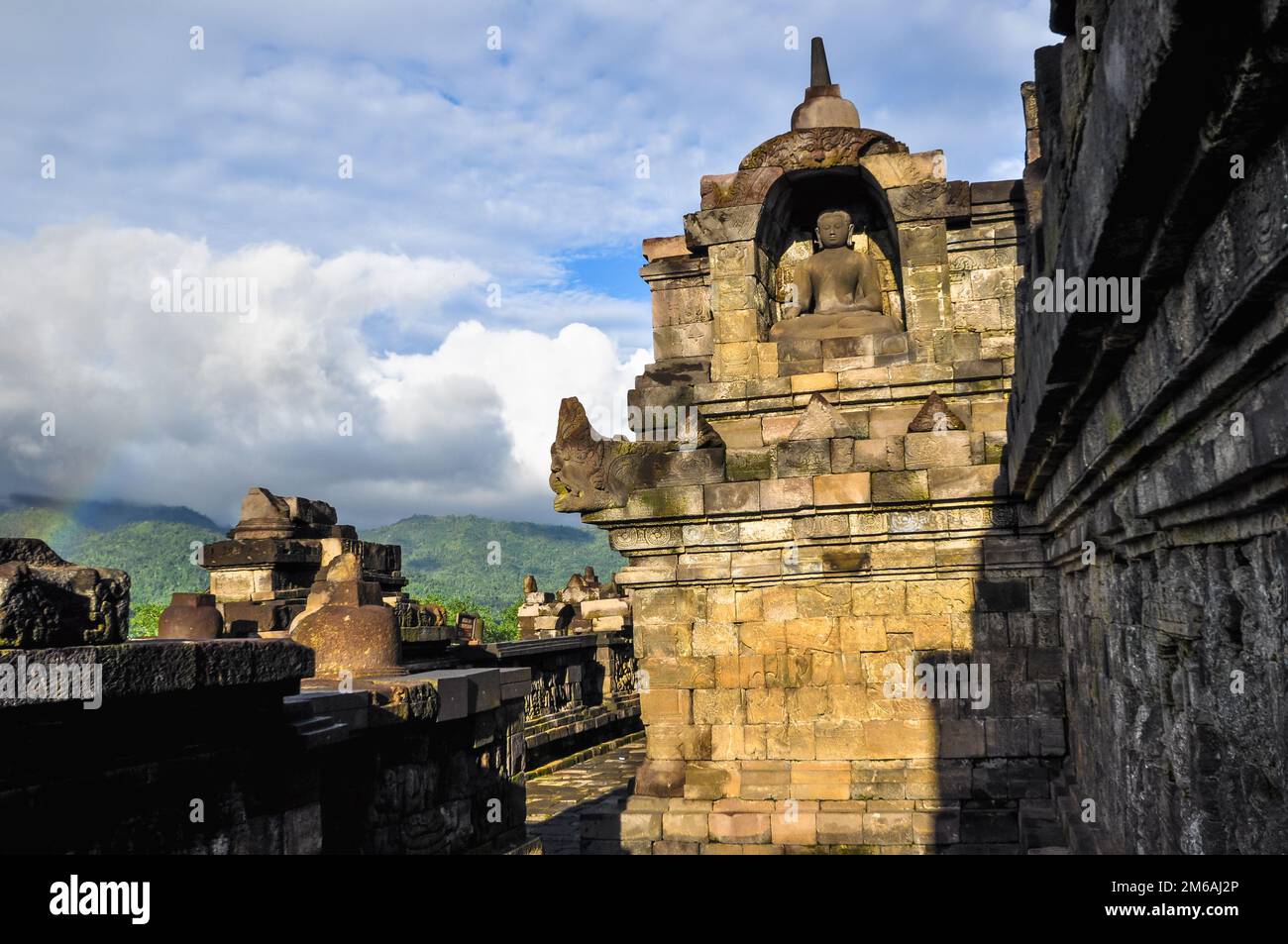 Little rainbow Buddist temple Borobudur complex in Yogjakarta in Java ...