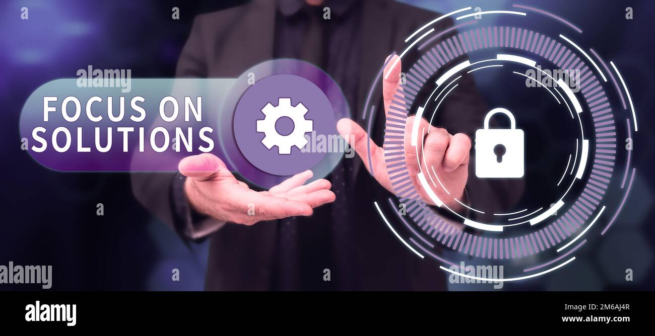 Text caption presenting Focus On Solutions. Business idea powerful ...