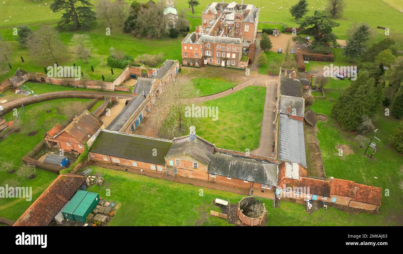 An aerial view of the historic Claydon House in the Aylesbury Vale ...
