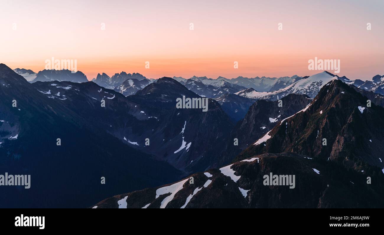 Countless mountain peaks during sunrise Stock Photo - Alamy