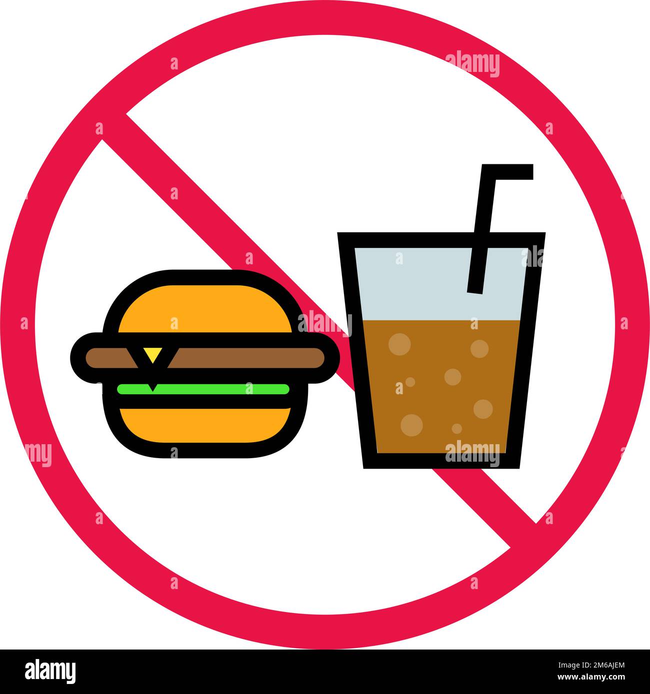 Fast food prohibited. Diet. Dietary restriction. Editable vector Stock ...