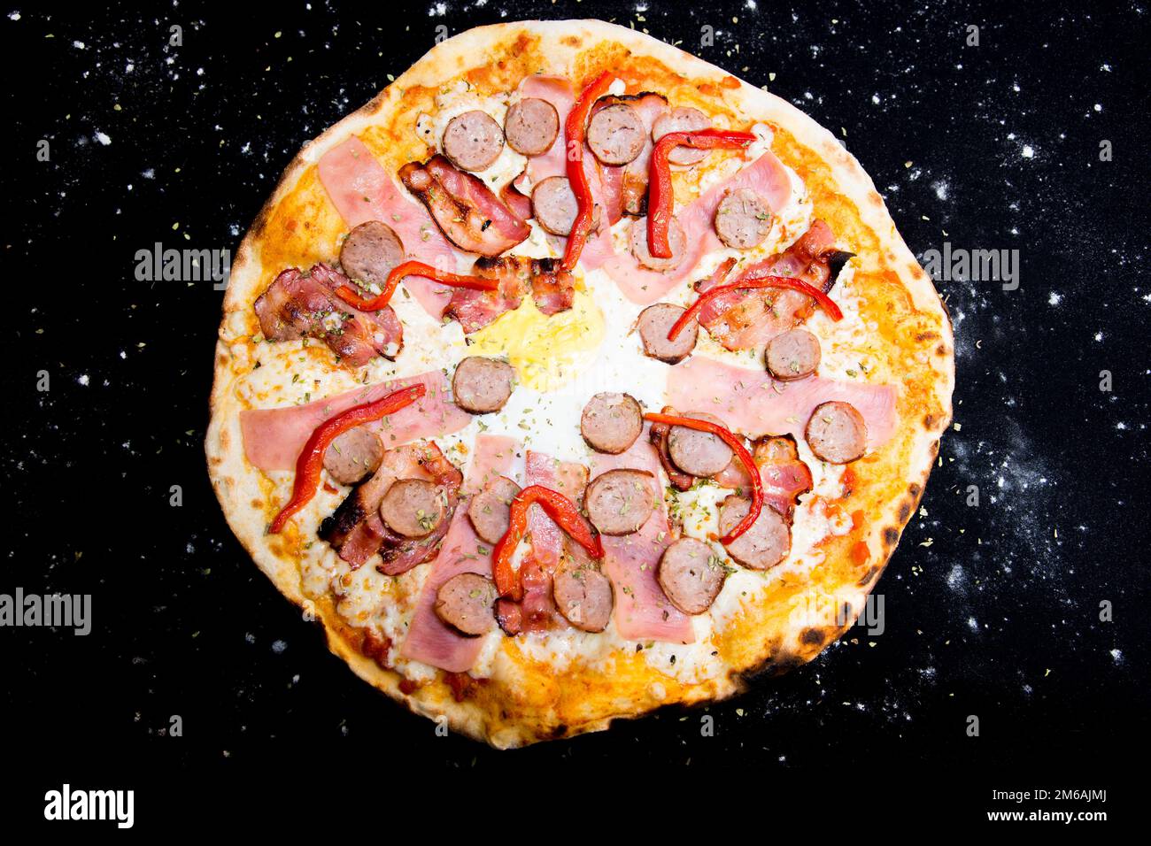 Sausage Pizza. Neapolitan pizza with tomato sauce, cheese, pork sausage ...