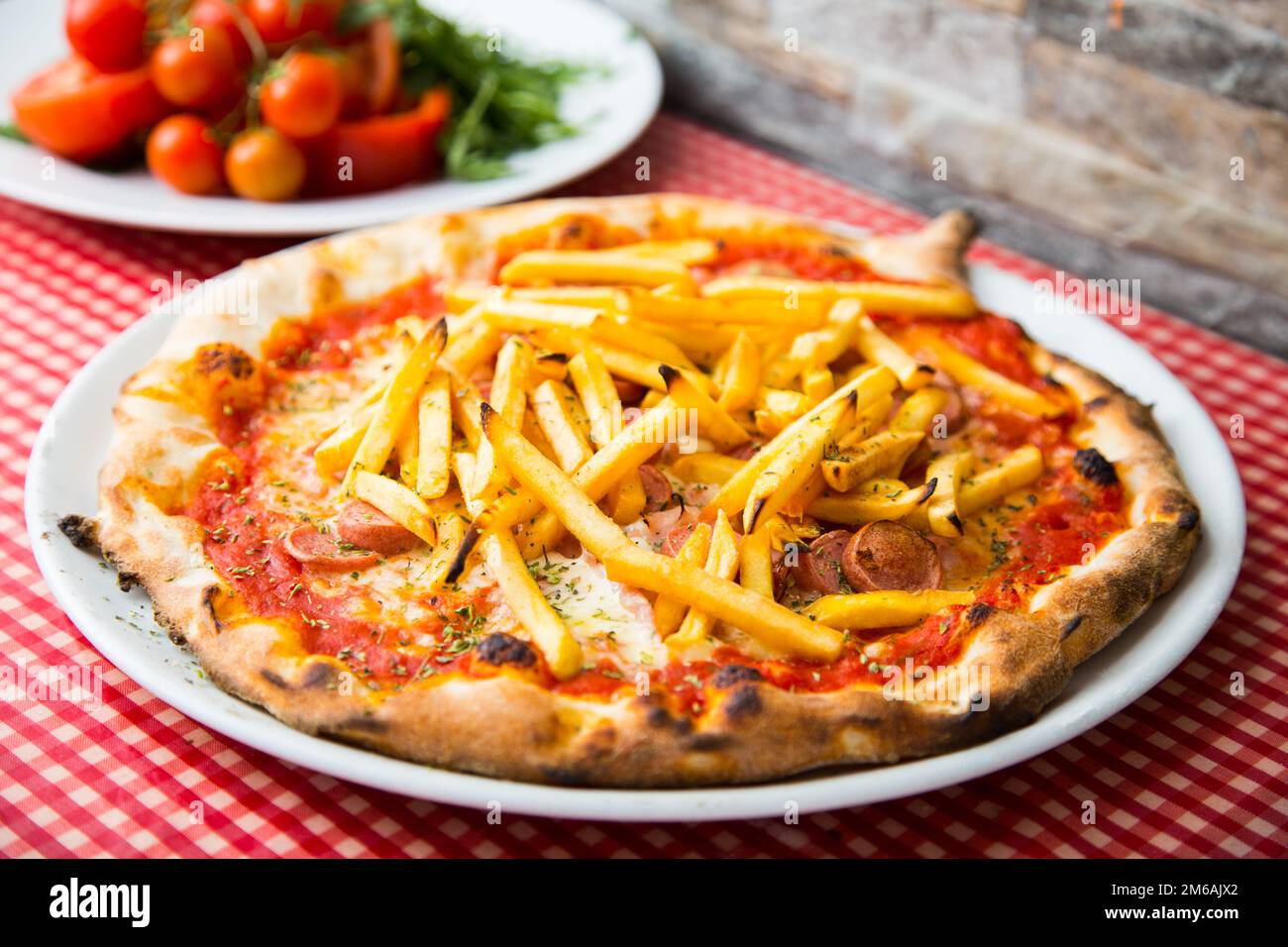 Sausage Pizza. Neapolitan pizza with tomato sauce, cheese, pork sausage ...
