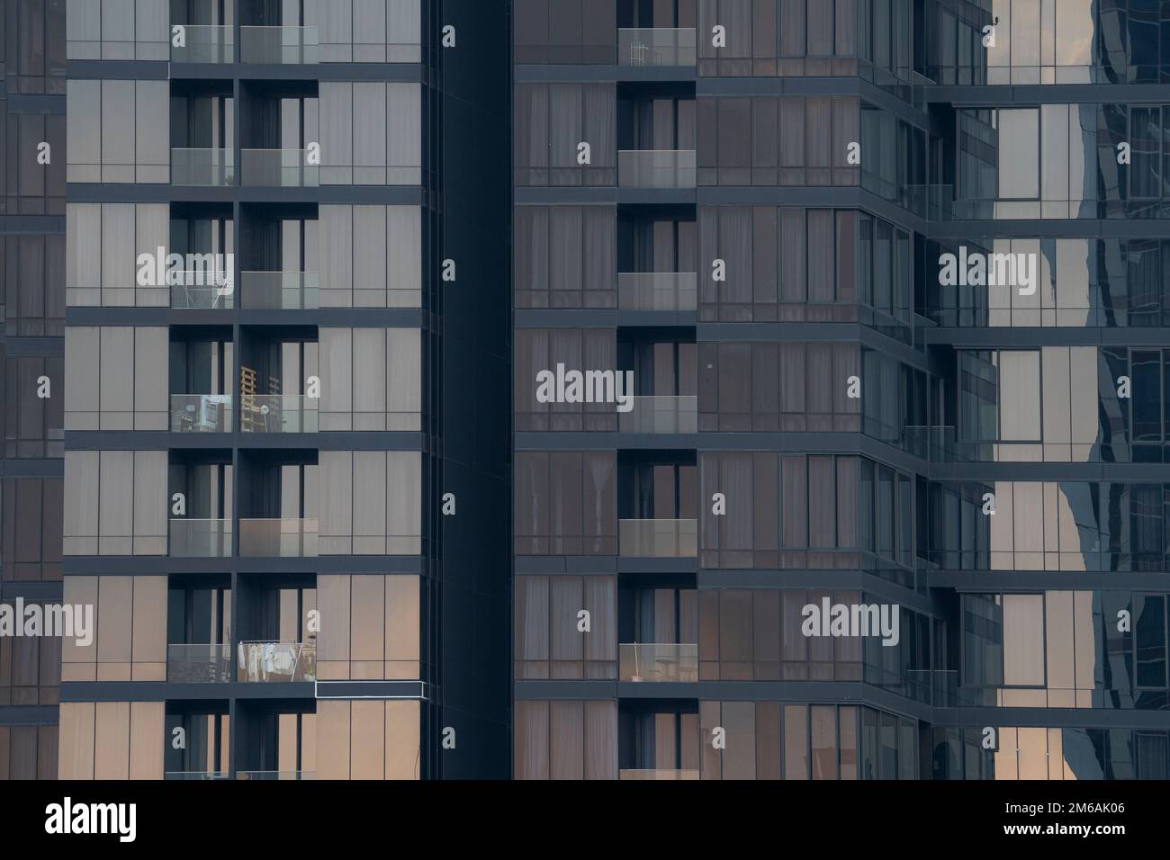 Modern Glass facade of High Rise Apartment Buildings in City Stock ...