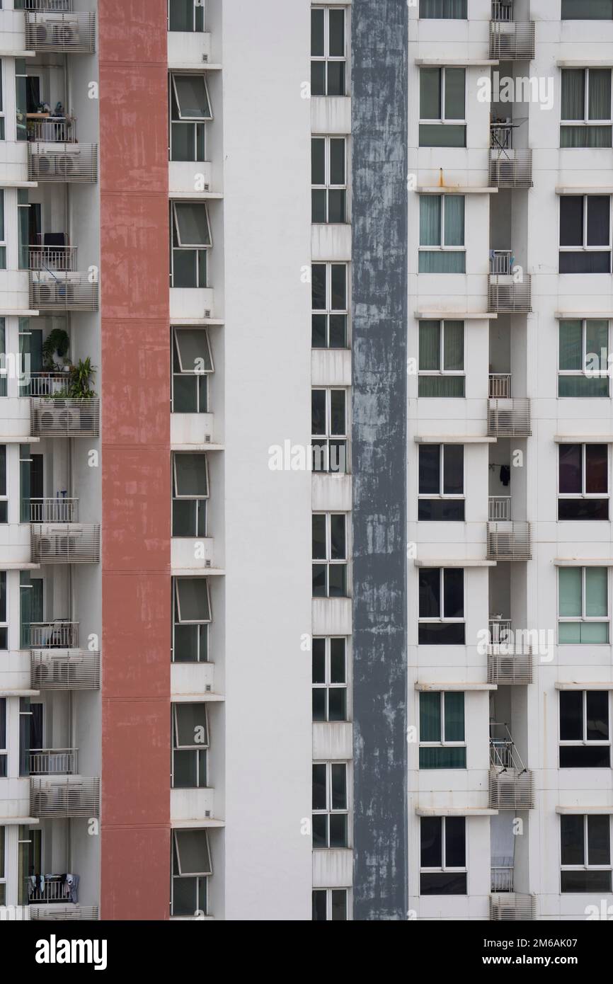 Aging High Rise Building Facade In South East Asia Stock Photo - Alamy